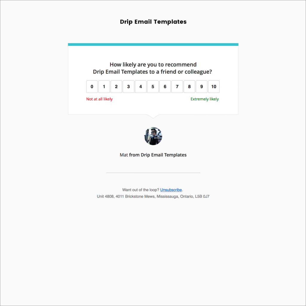 Drip Email Templates - Net Promoter Score (NPS) Survey Content Snippet